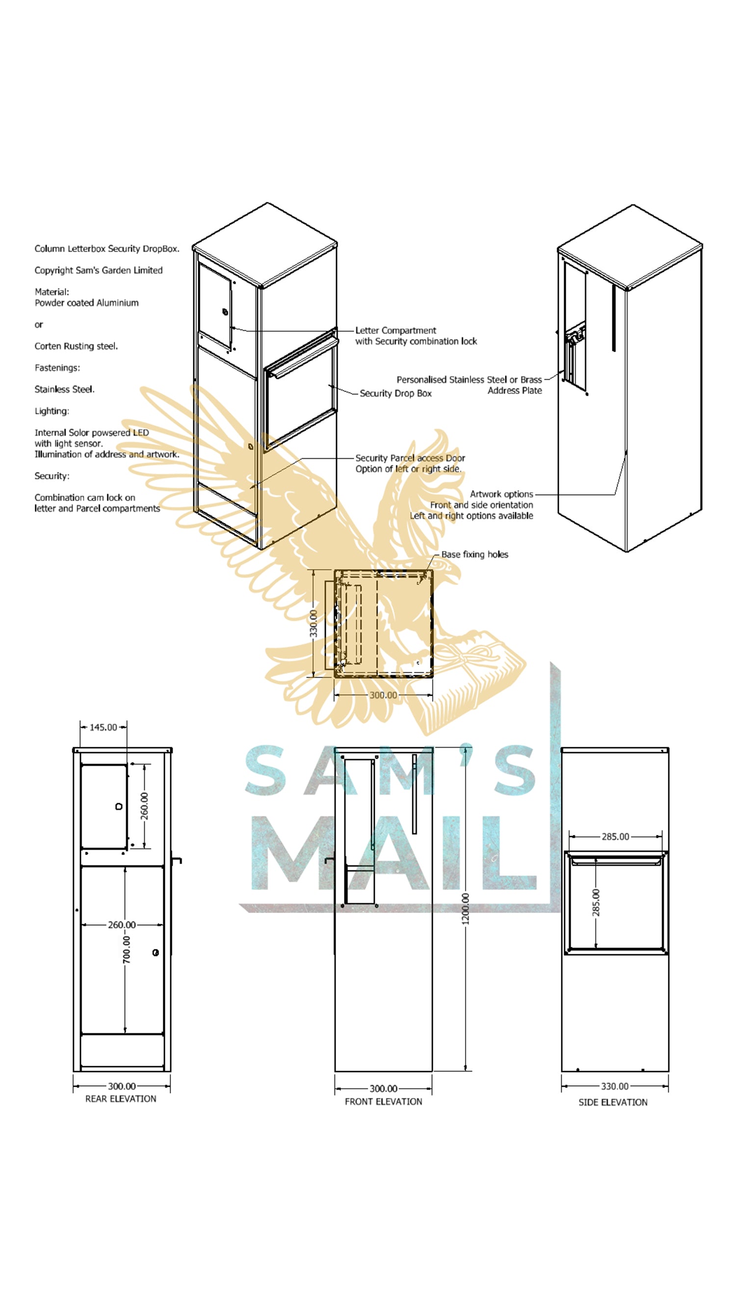 Custom Laser Cut Parcel Drop Letterbox | Fully Customisable Artwork